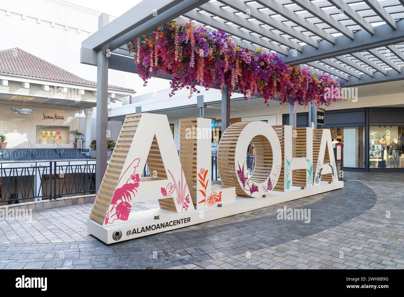Aloha sign at the Ala Moana shopping mall in Honolulu, Hawaii Stock ...
