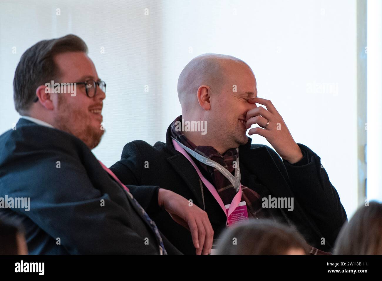 Edinburgh, Scotland, UK. 8th Feb, 2024. PICTURED: (R) Stephen Flynn MP ...