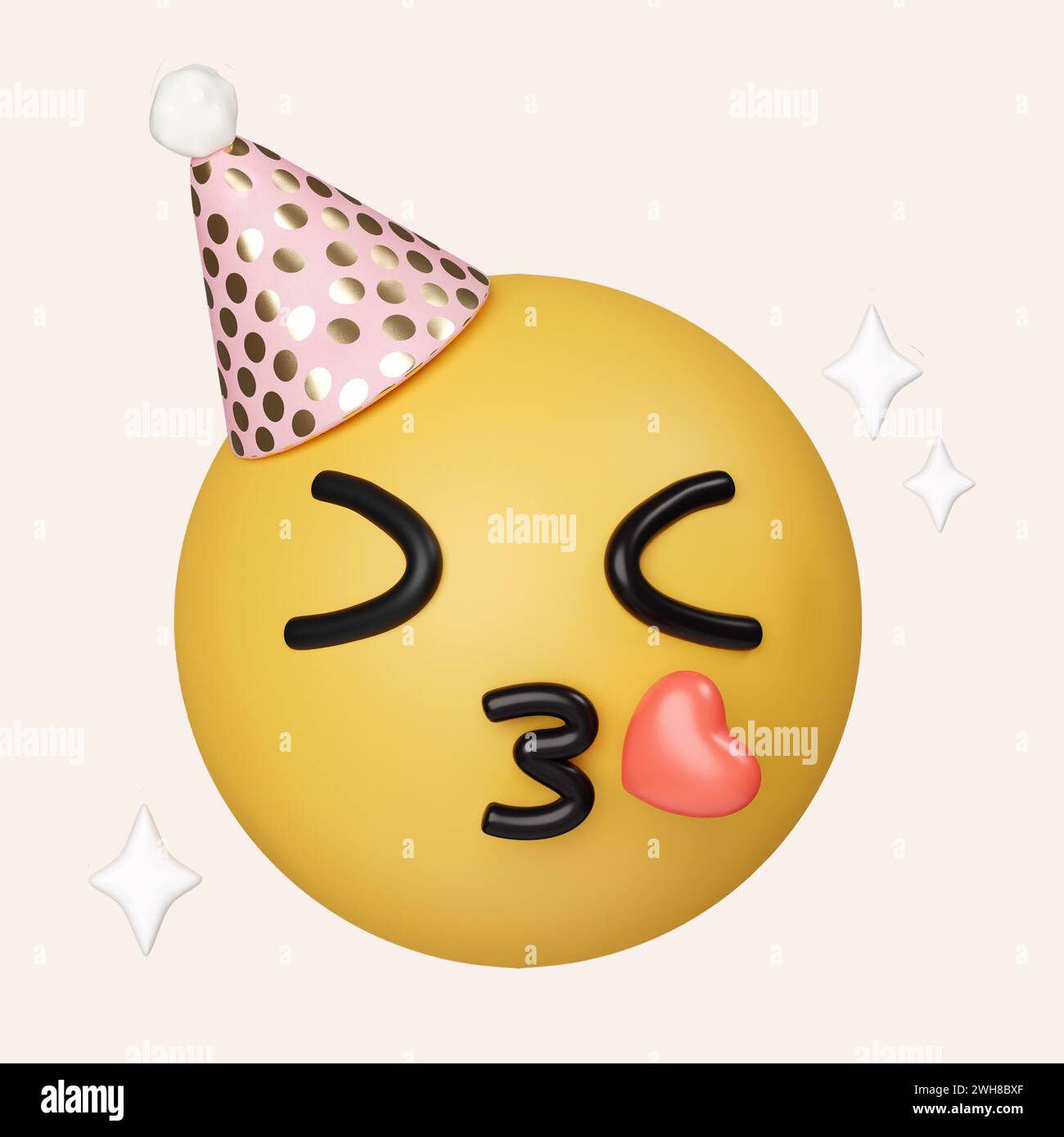 3d party emoji celebrate emoticon. Happy birthday face hat emoji. icon ...