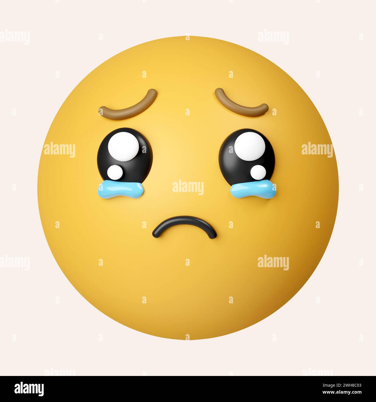 3d crying face icon. Yellow emoji with his mouth open, tears streaming ...