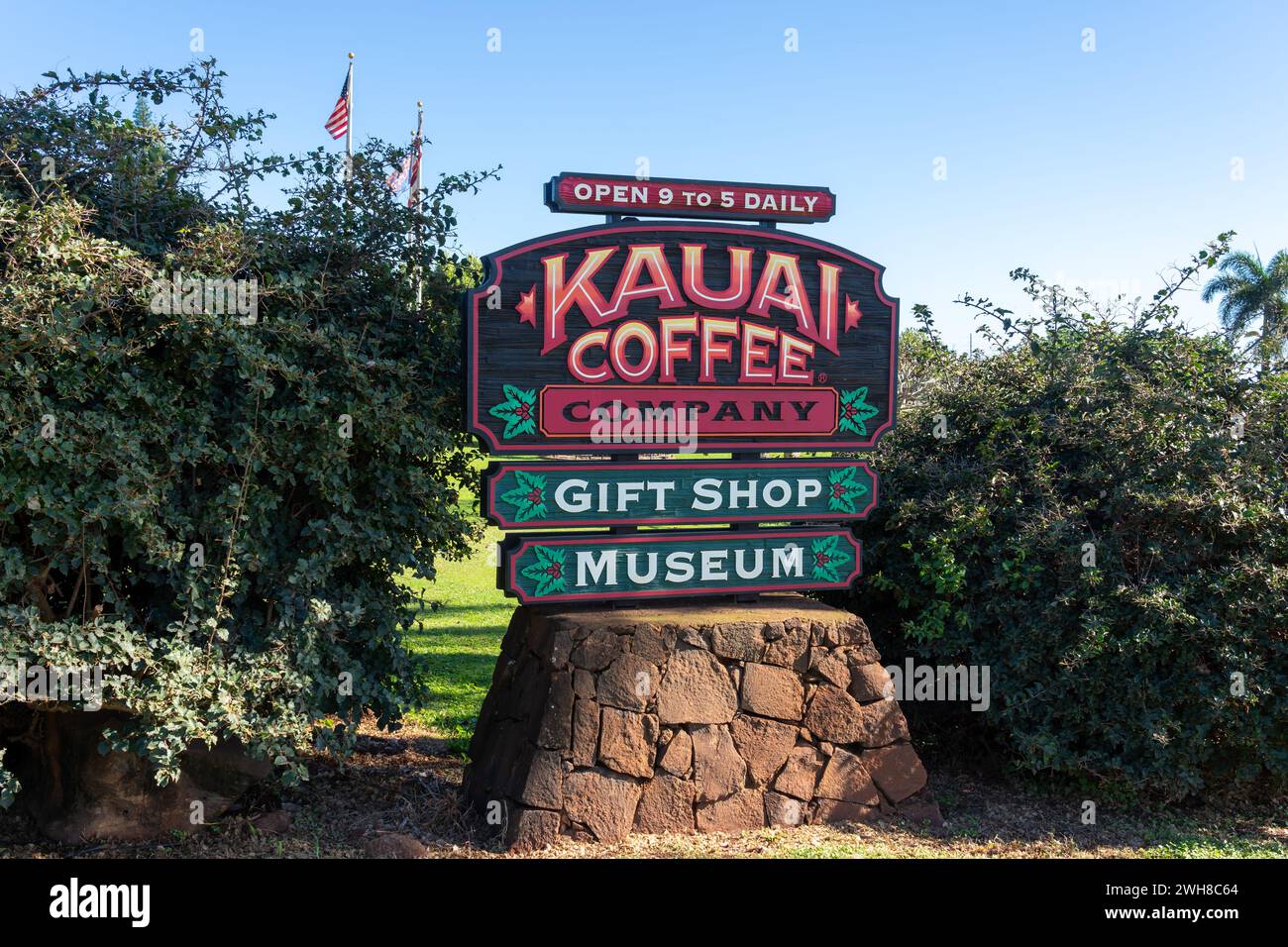 Kauai Coffee Company sign is seen in Kauai, Hawaii, USA, on January 26 ...