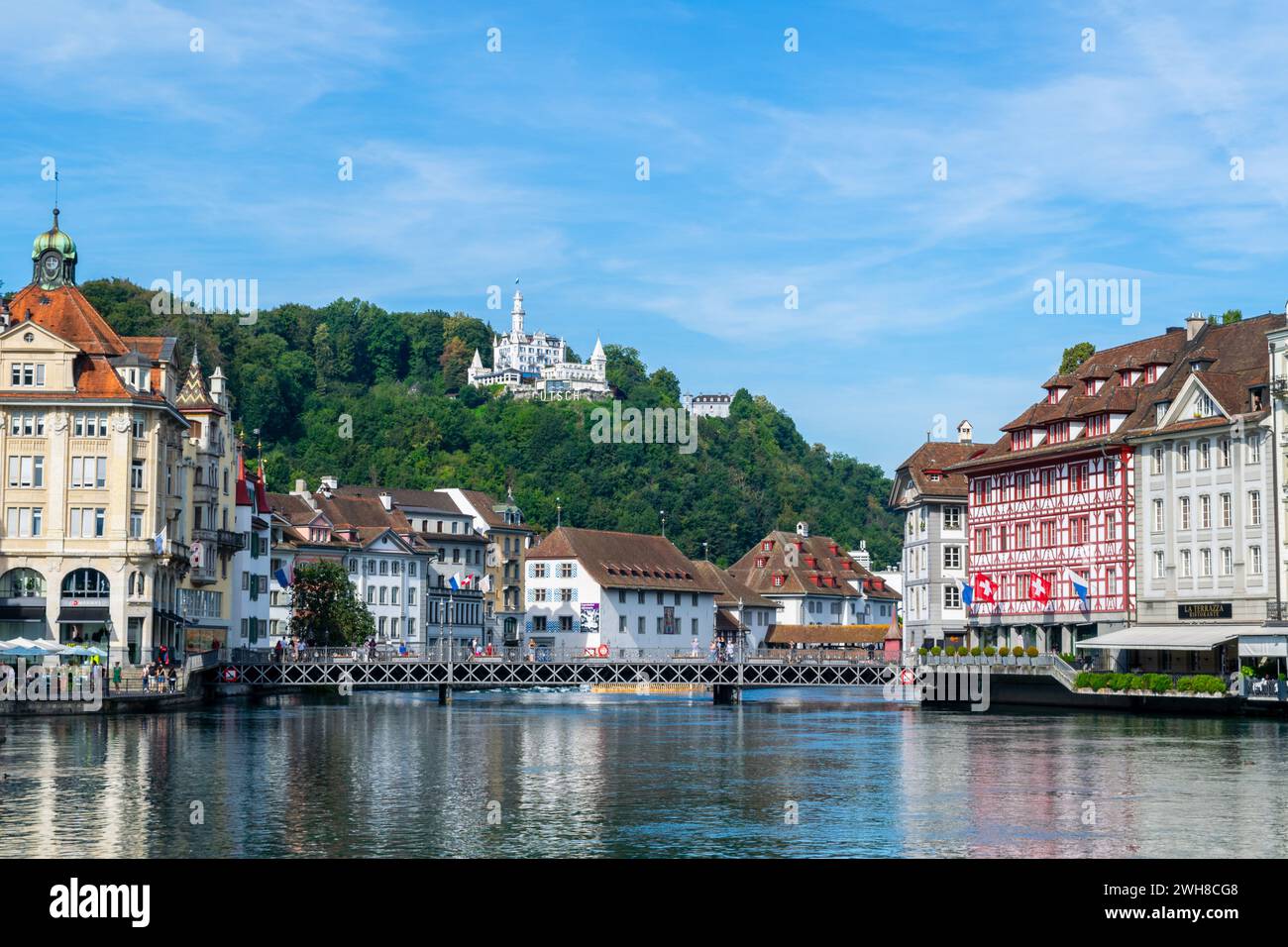 Historical buildings reuss river lucerne hi-res stock photography and ...