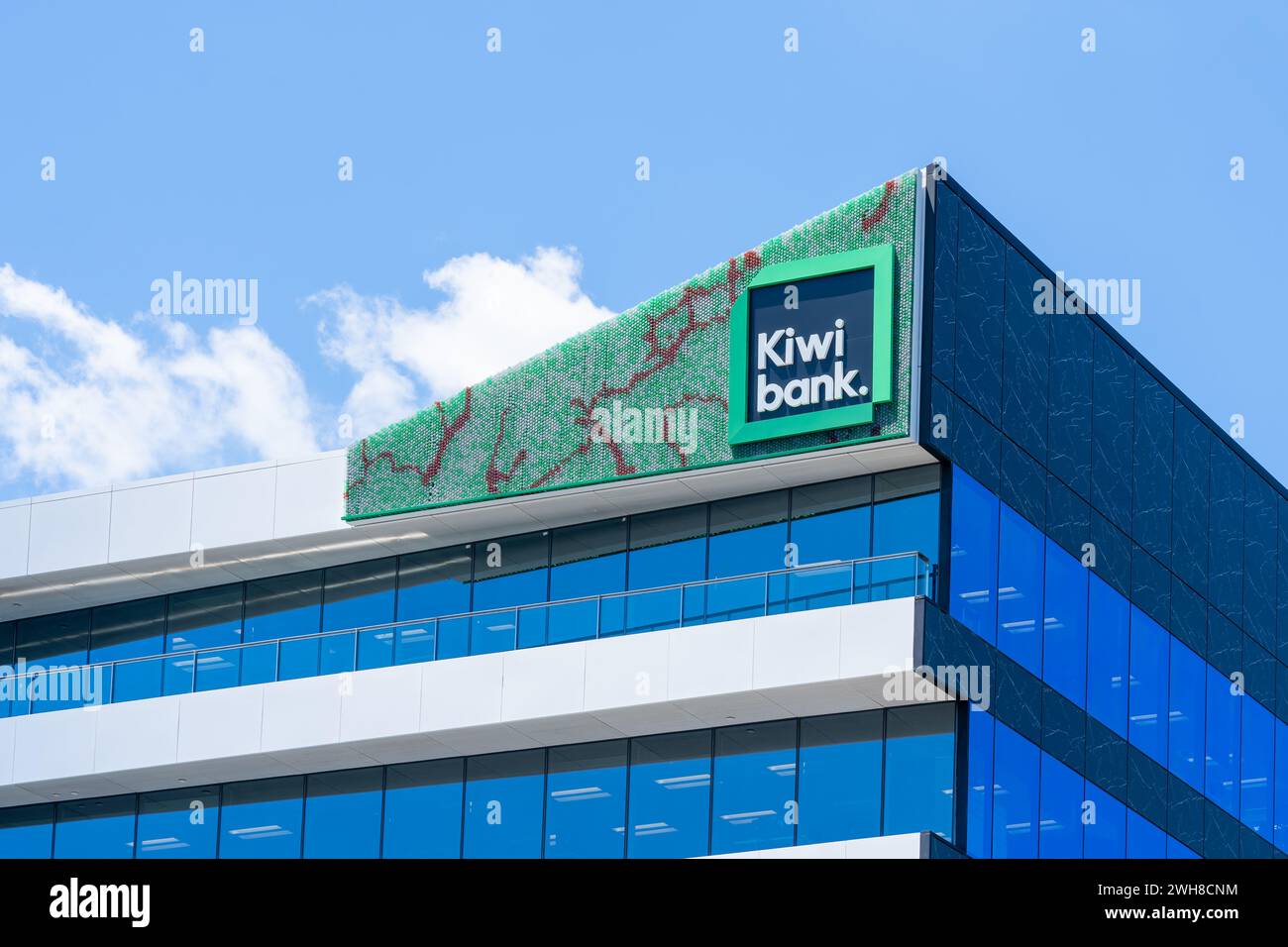 Auckland, New Zealand - January 30, 2024: Kiwibank logo sign on their ...