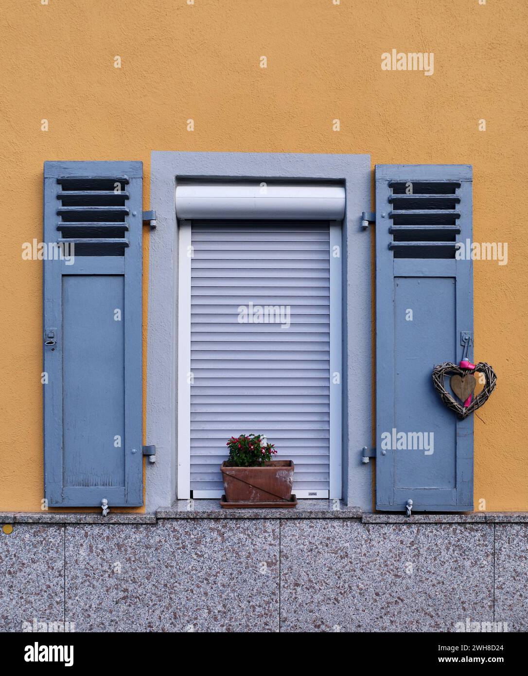 Classic european window with steel roller security blind, authentic ...