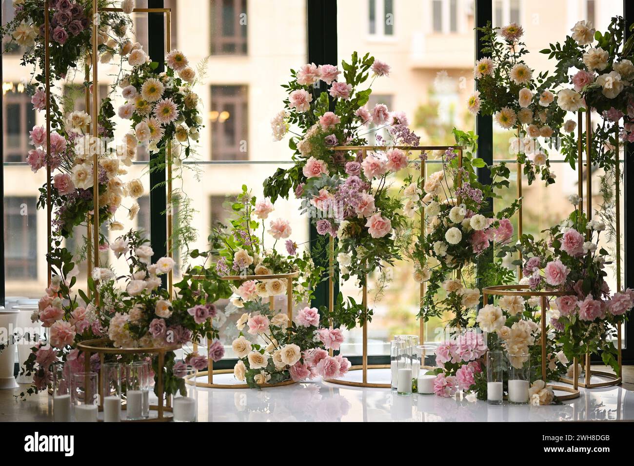wedding arch of peonies and roses without people Stock Photo - Alamy
