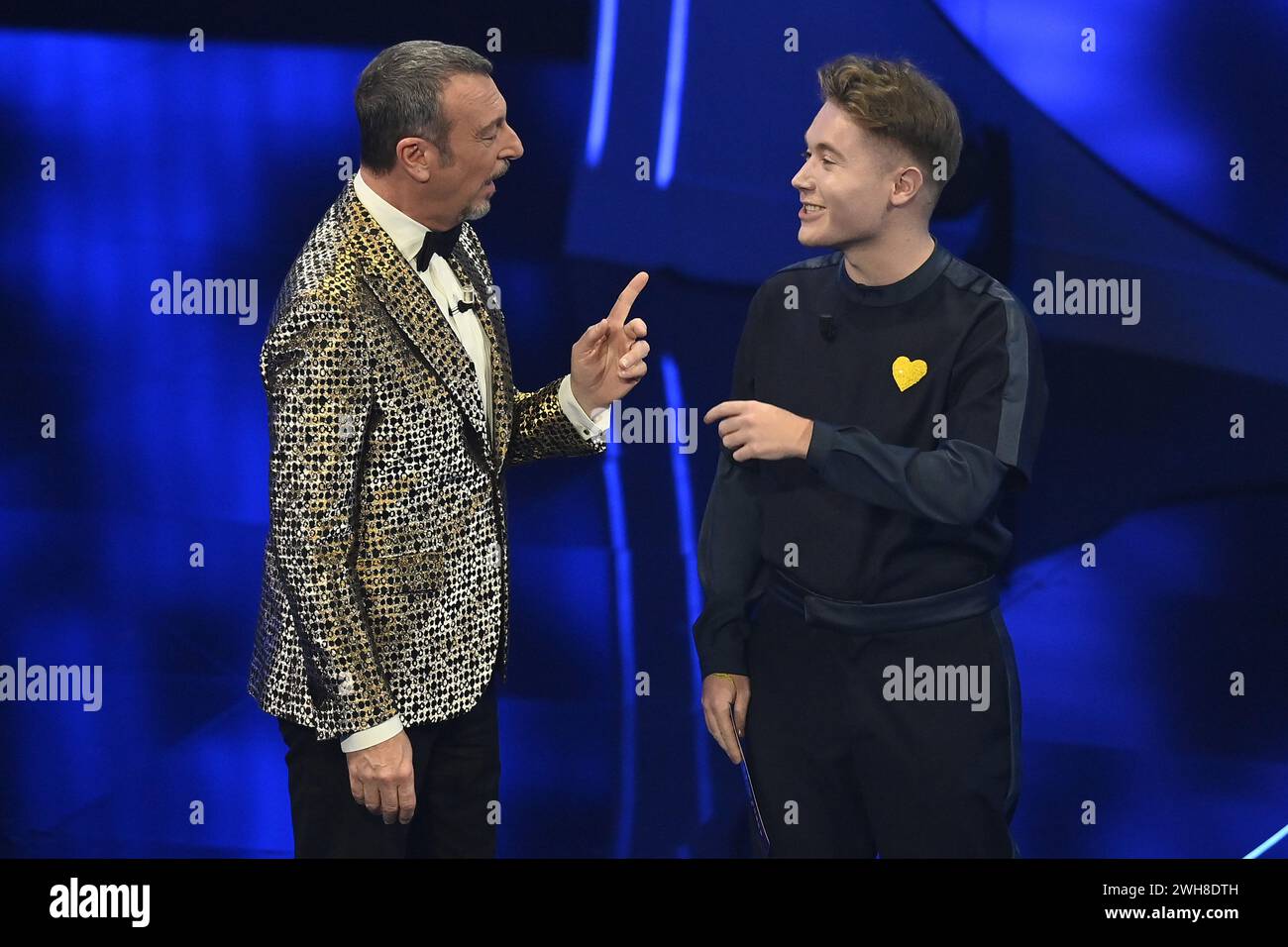 Sanremo, Italia. 08th Feb, 2024. Alfa and Amadeus during the 74th ...