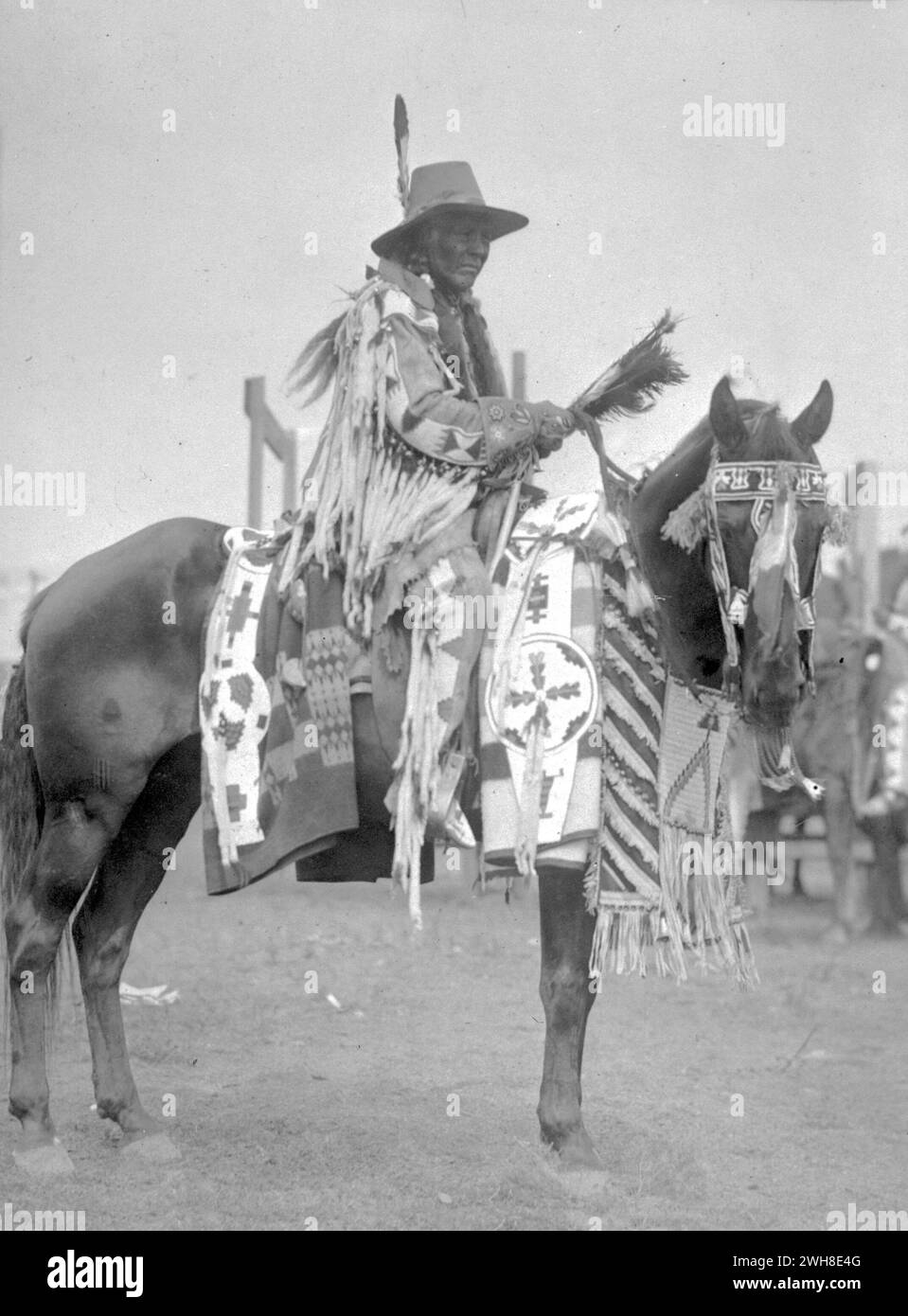 Unidentified First Nations man on a horse at the Calgary Stampede 1919 ...