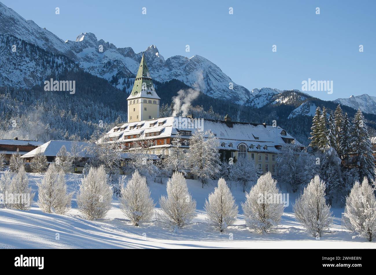 Elmau Castle, a national monument situated between Garmisch ...