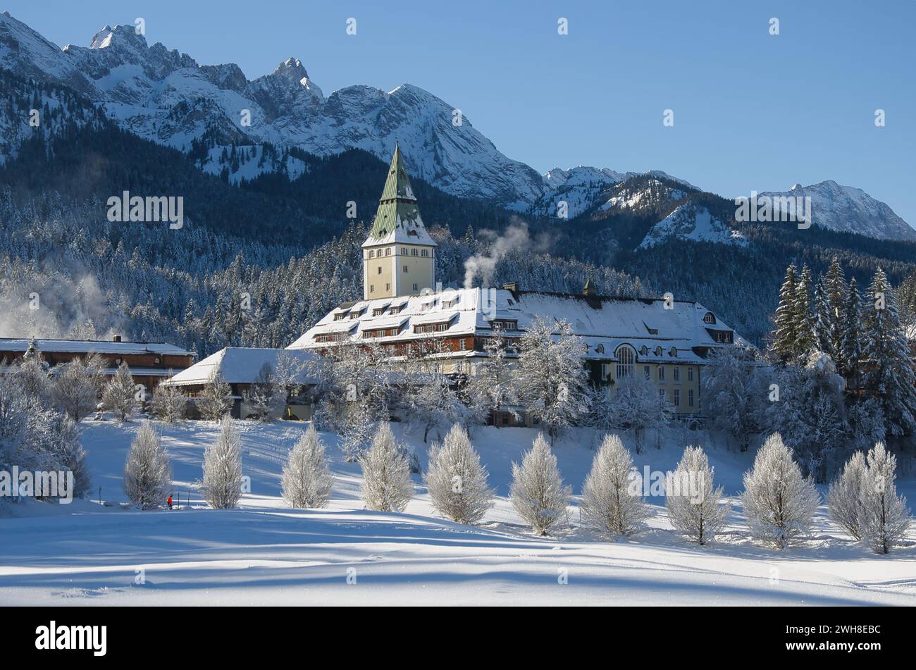 Elmau Castle, a national monument situated between Garmisch ...