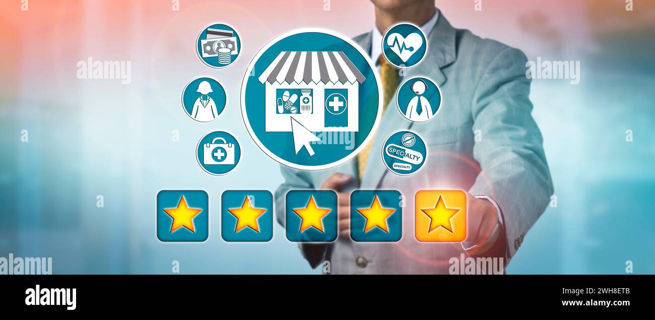 Unrecognisable manager adding a fifth star to the five star rating of ...