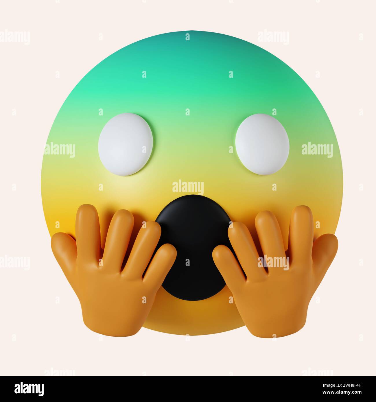 3d Screaming emoticon emoji with two hands holding the face. icon ...