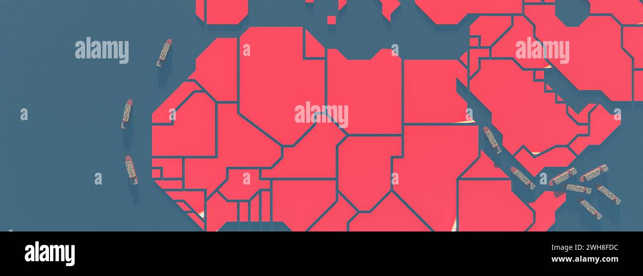 Geopolitical Trade Routes: Abstract Map Projection Over International ...
