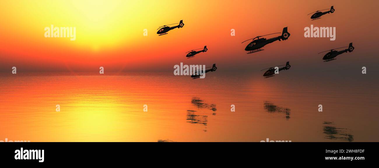 Helicopters patrol sunset hi-res stock photography and images - Alamy