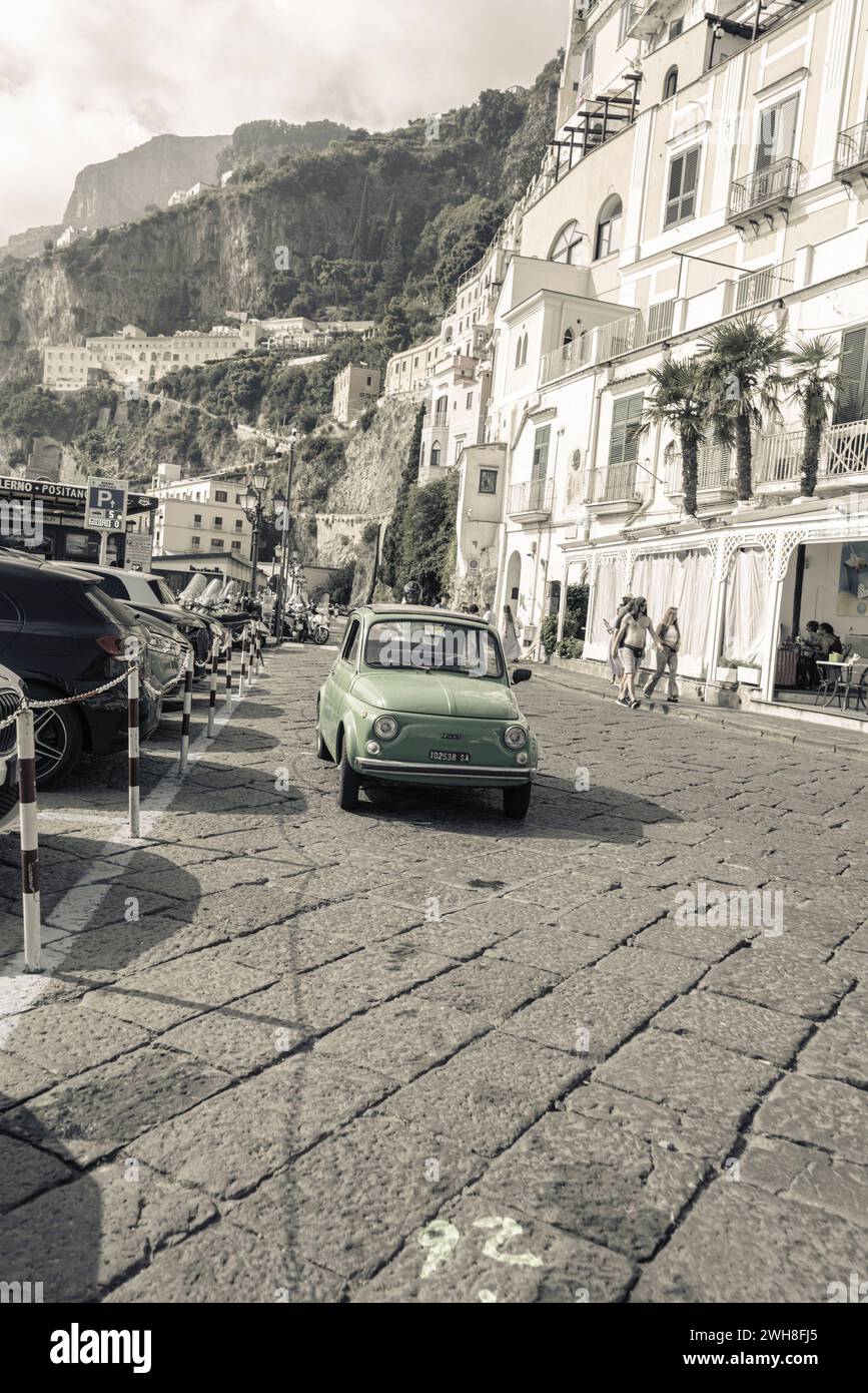 Vintage italian coast with cinquecento hi-res stock photography and ...