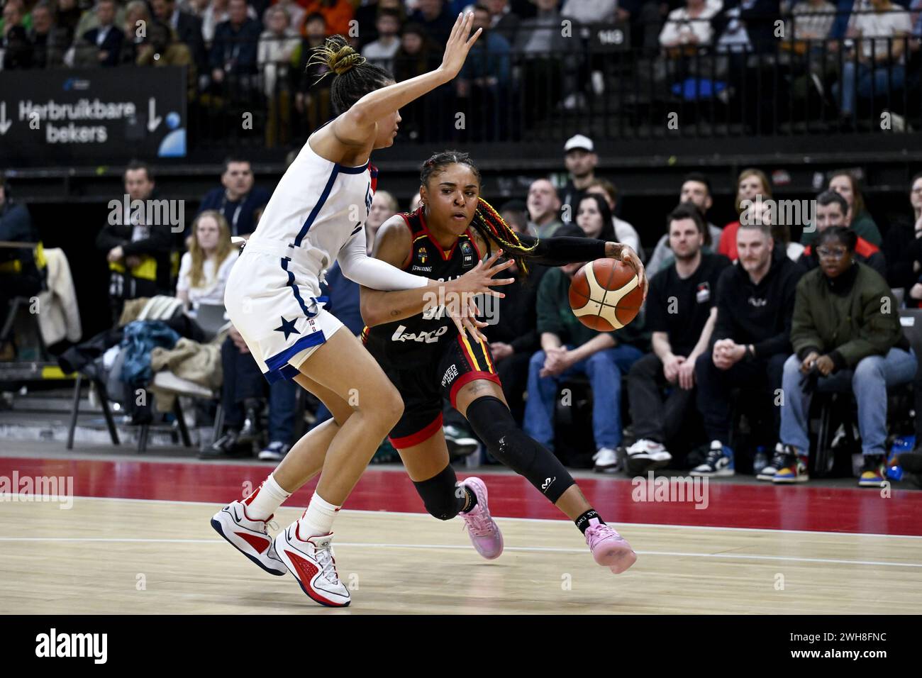 Antwerp, Belgium. 08th Feb, 2024. USA's Napheesa Collier and Belgium's ...