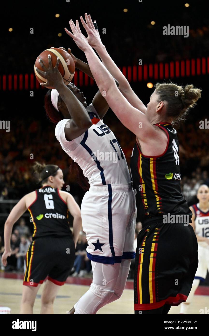 Antwerp, Belgium. 08th Feb, 2024. USA's Kaleah Copper and Belgium's ...