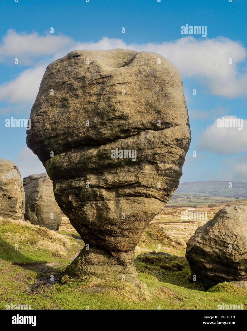 At the Bridestones above Todmorden on the Calderdale Way hike Stock ...