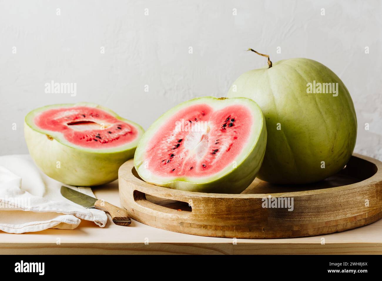 Watermelon cut in two halves hi-res stock photography and images - Alamy