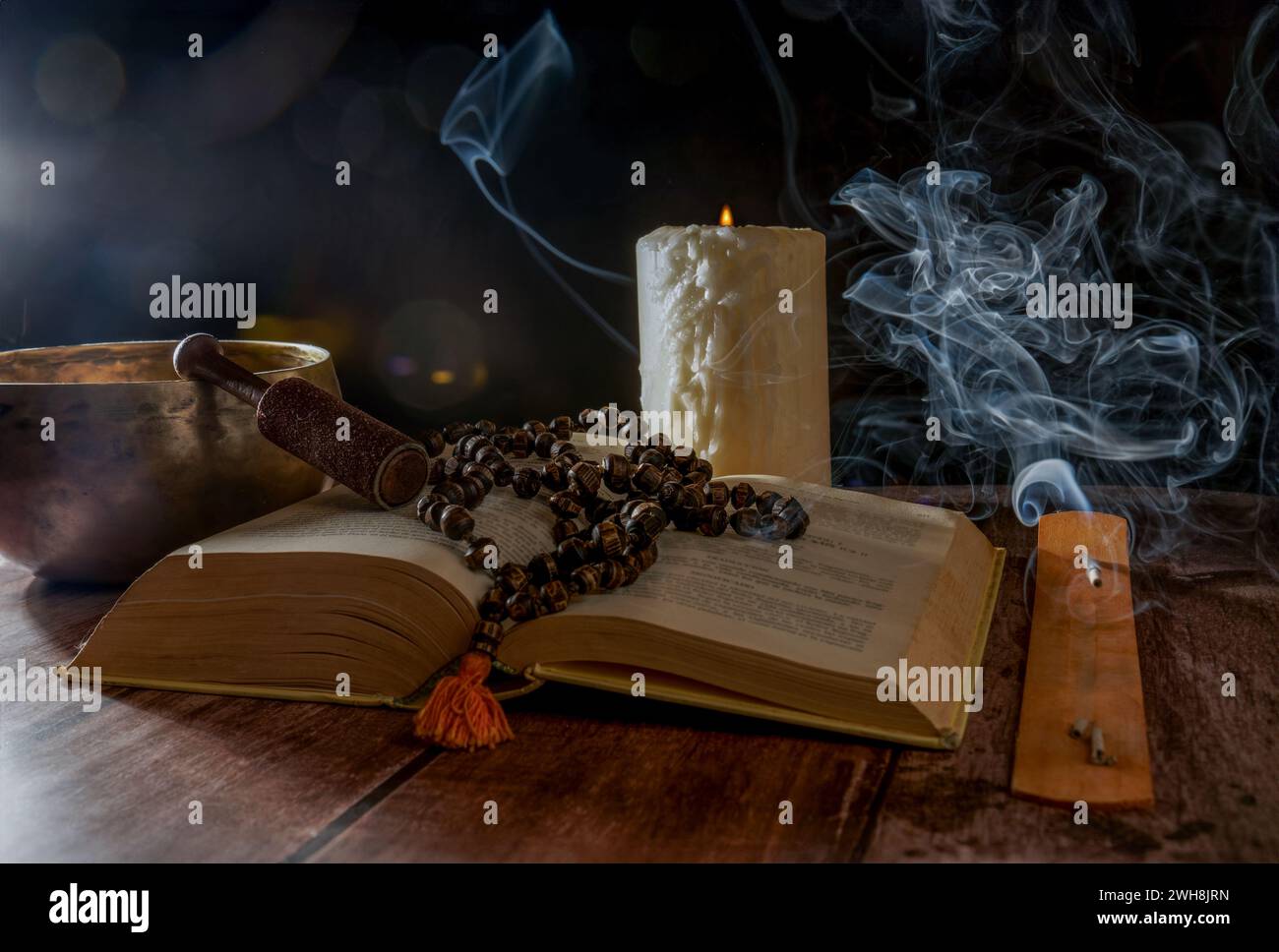 Bhagavad Gita sacred book of India with a japamala ,prayer beads on it ...