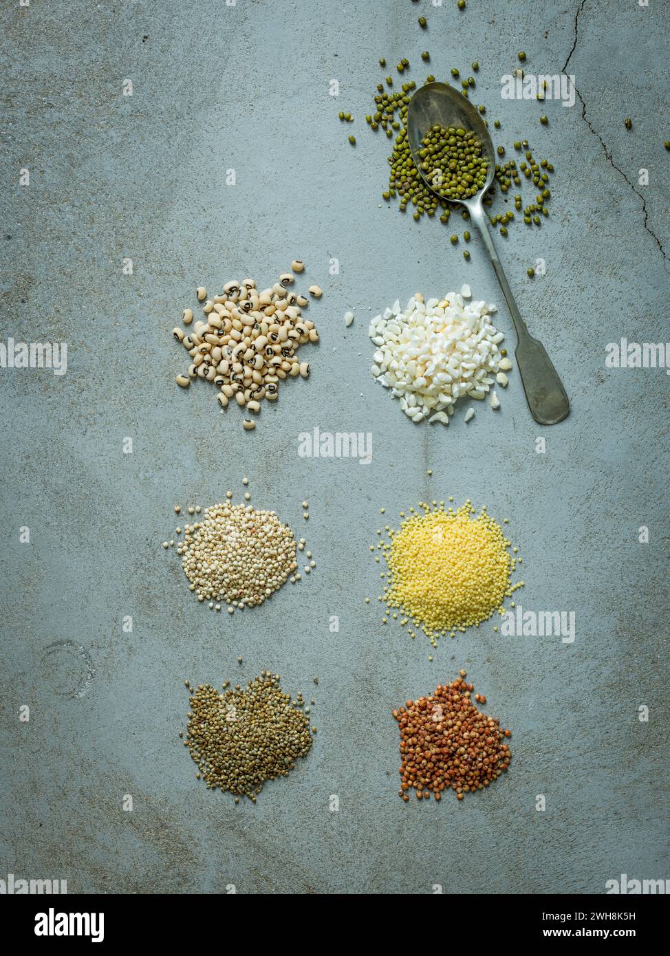 Mung bean, Black-eyed bean, Corn, Millet and Sorghum Stock Photo - Alamy