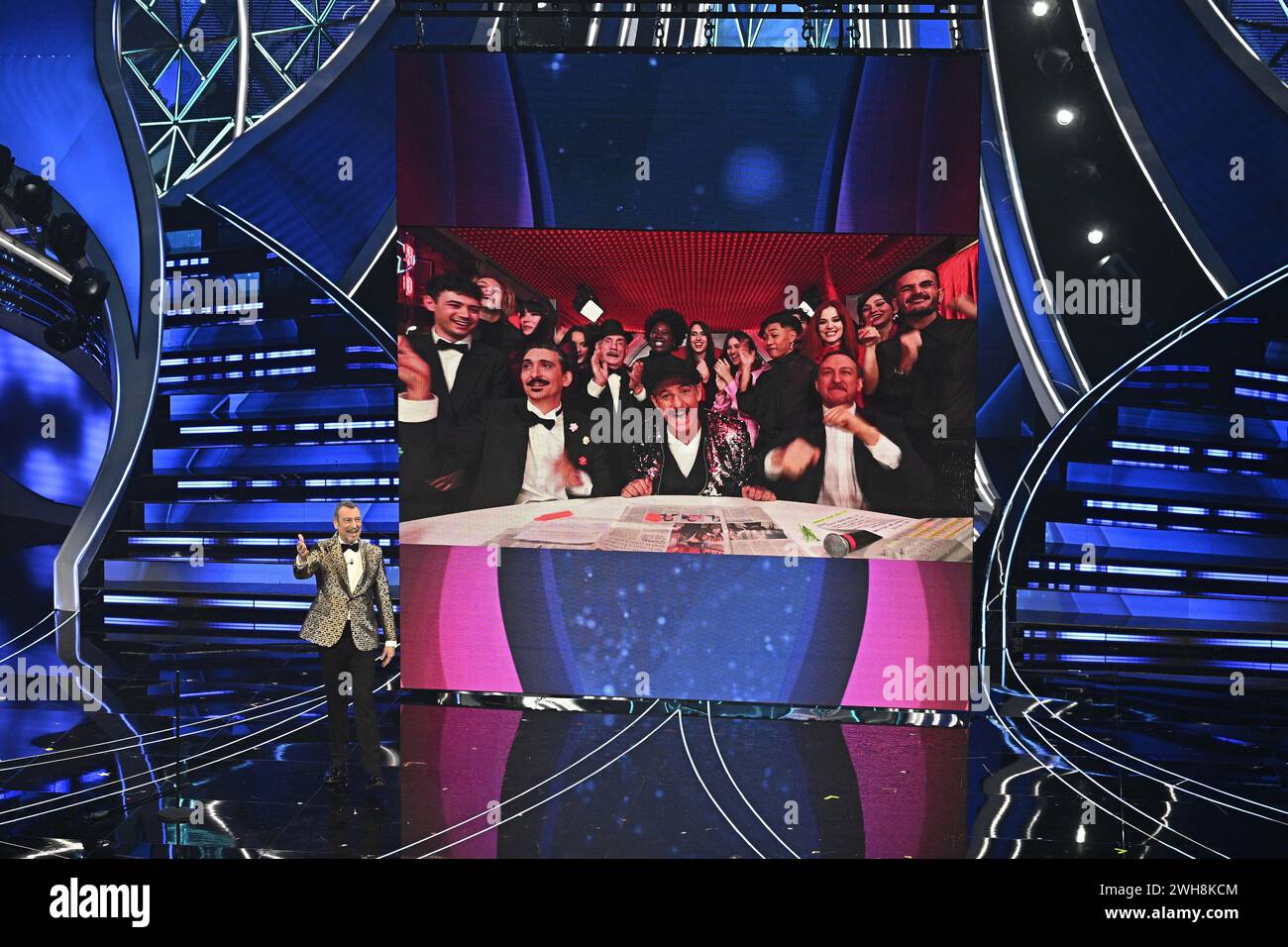 Sanremo, Italia. 08th Feb, 2024. Amadeus and Fiorello during the 74th ...