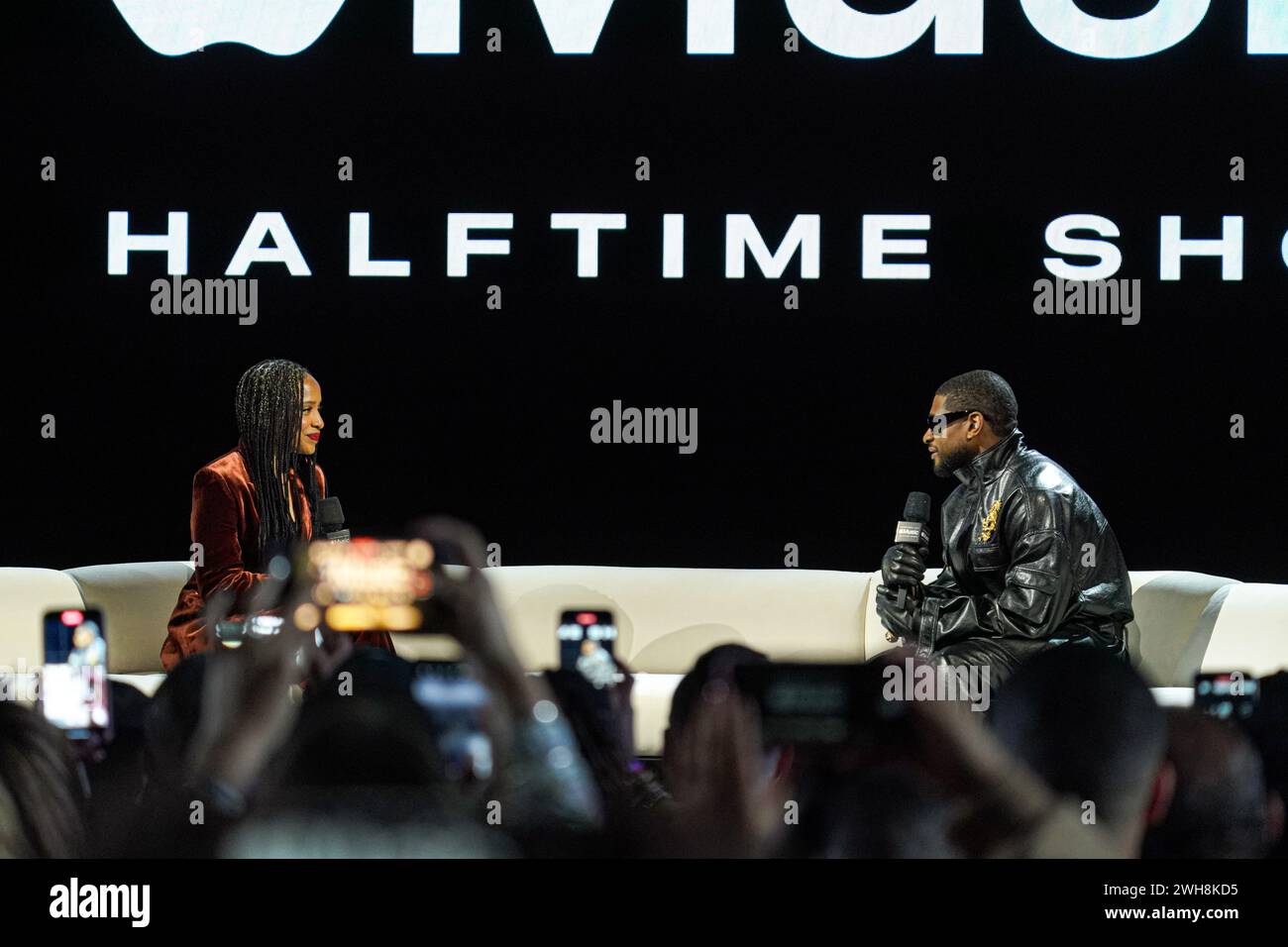 Las Vegas Nevada, USA, February 8, 2024, R&B Artist User speaking with ...