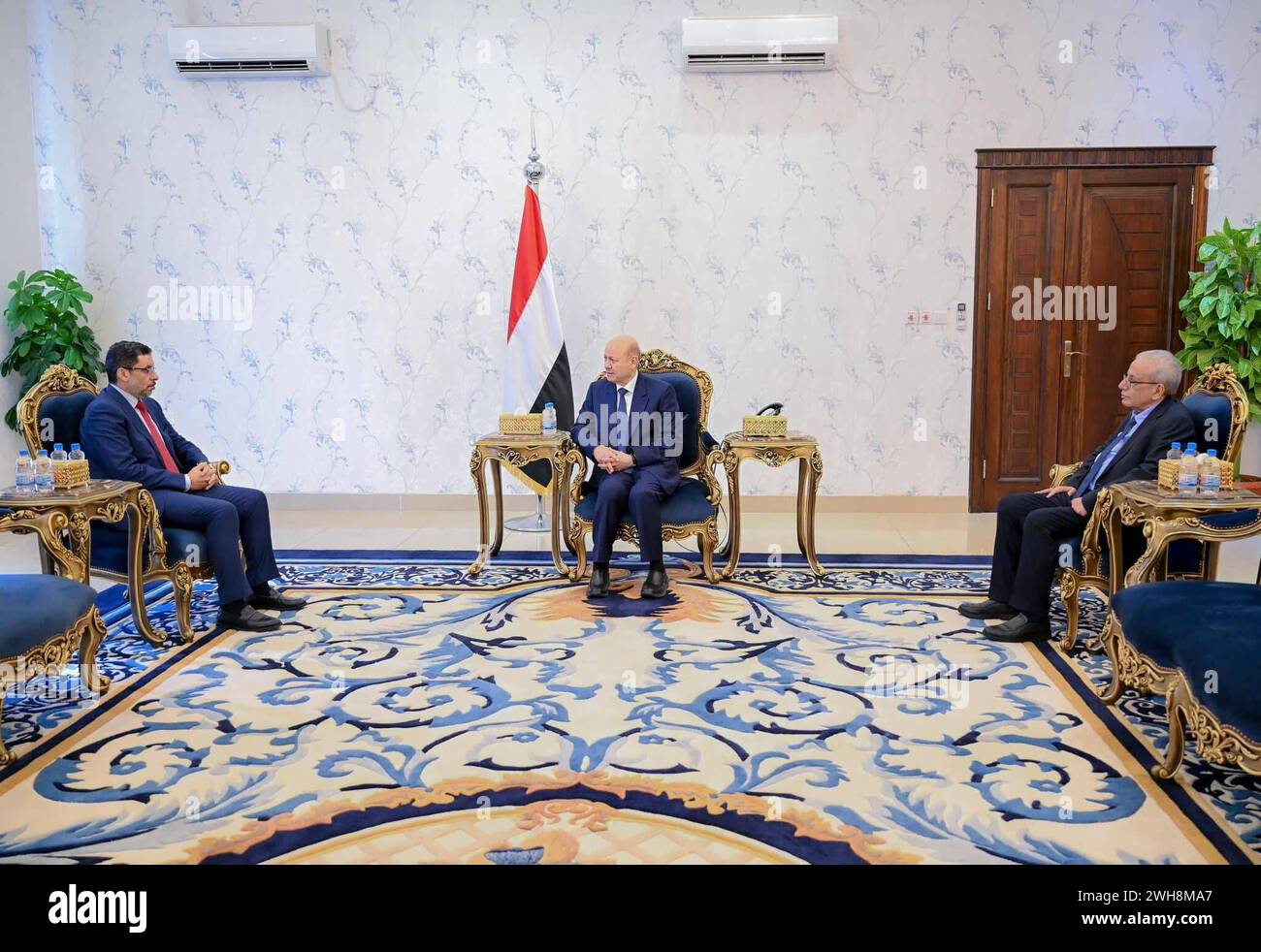 Yemeni President Rashad Mohammed Al-Alimi, Chairman of the Presidential ...