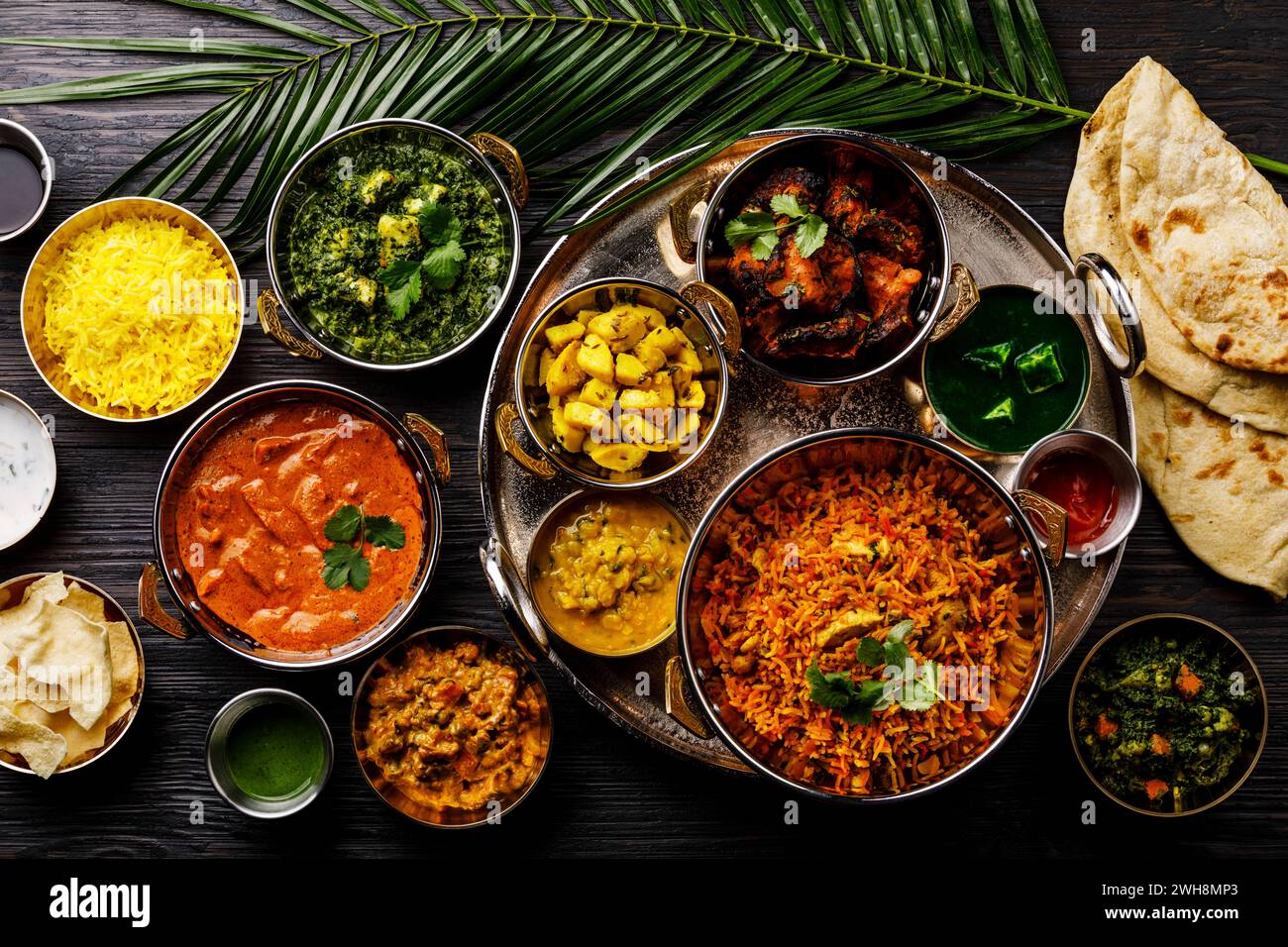 Indian food Curry butter chicken, Palak Paneer, Chiken Tikka, Biryani ...