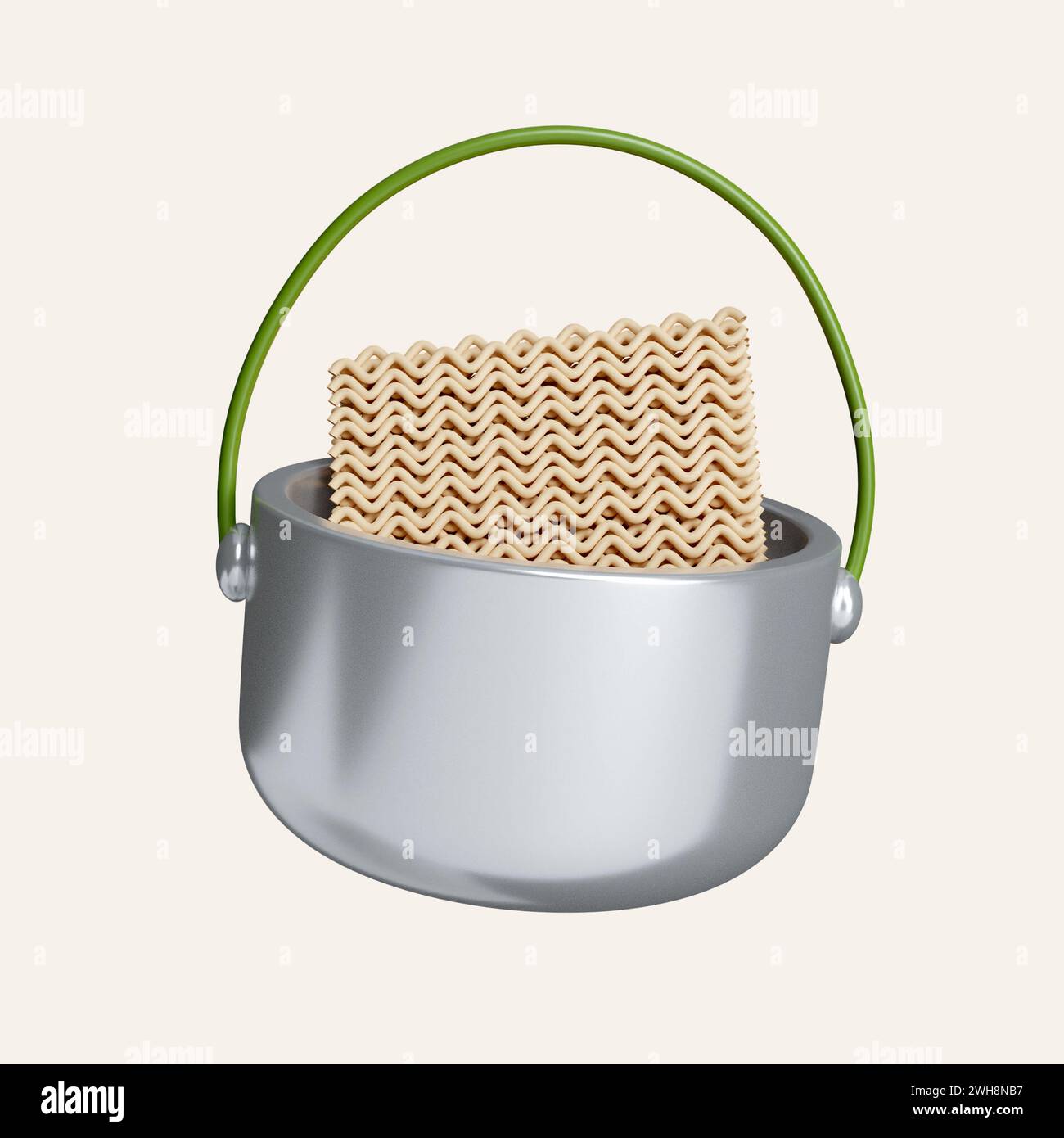 3d Instant noodles in pot. elements for camping, hiking , summer camp ...