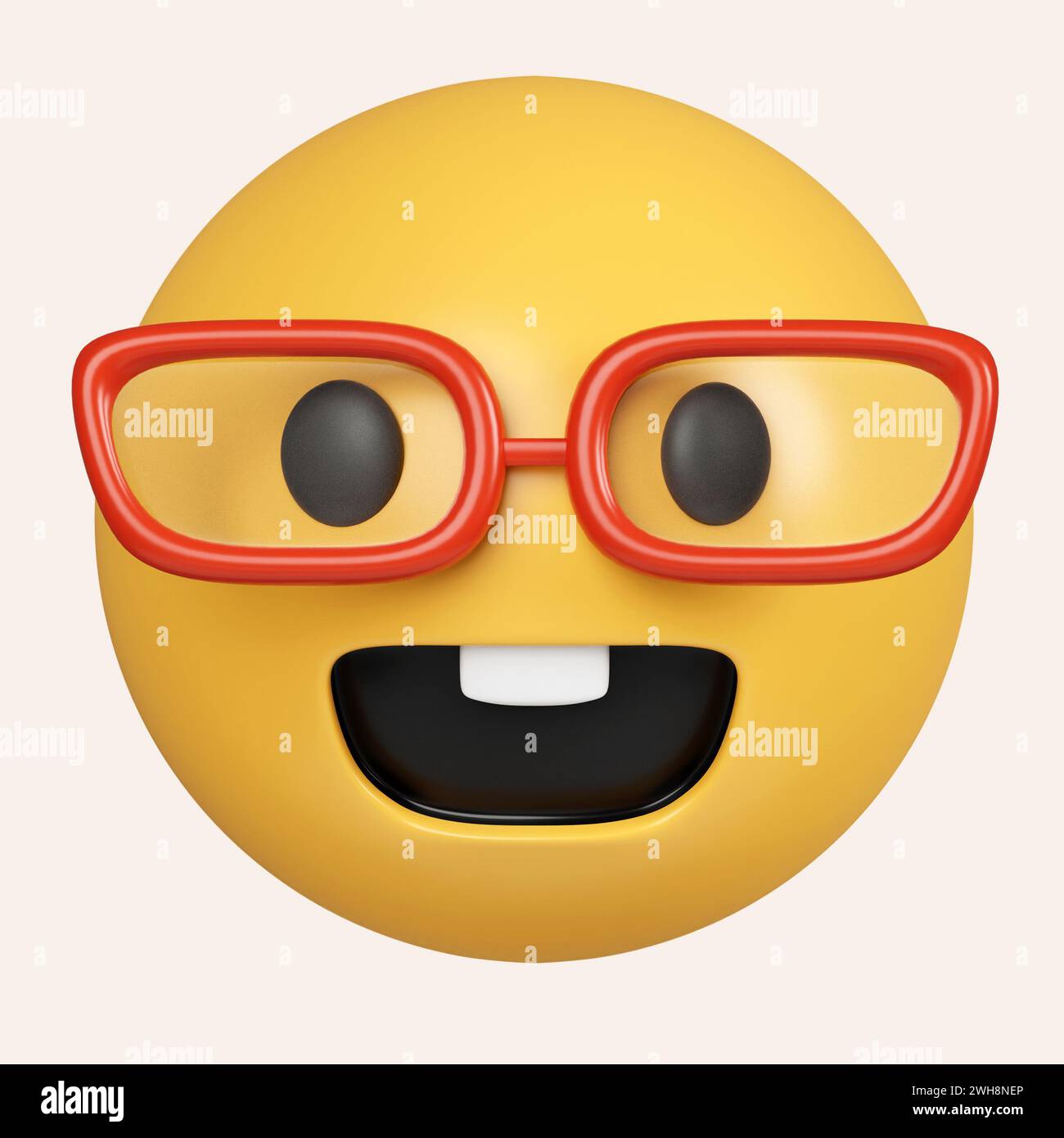 3d Nerd face emoji with spectacles. Cute smiling emoticon wearing eyeglasses, emoji, smiley ...