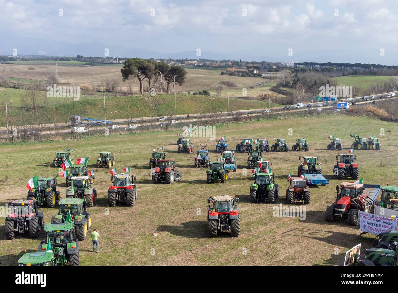 (EDITORS NOTE: Image taken with drone)An aerial view of a convoy of ...