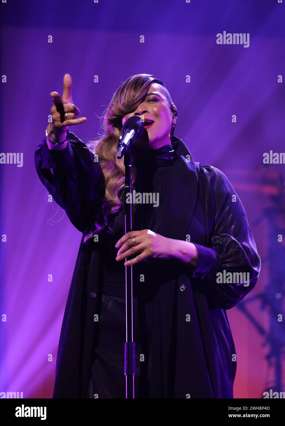 EDITORIAL USE ONLY. Gabrielle performing during the filming for the ...