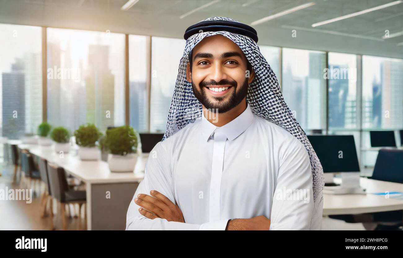 Confident Arab Professional: A Close-Up Glimpse of a Young, Handsome ...