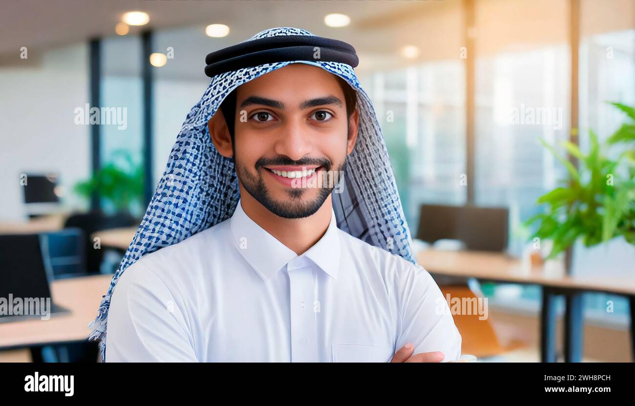 Confident Arab Professional: A Close-Up Glimpse of a Young, Handsome ...