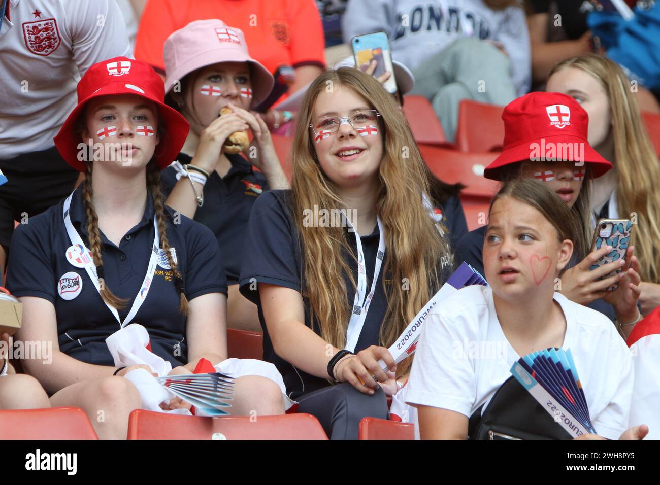 Young England Lionesses fans England v Northern Ireland UEFA Womens Euro 15 July 2022 St Marys ...