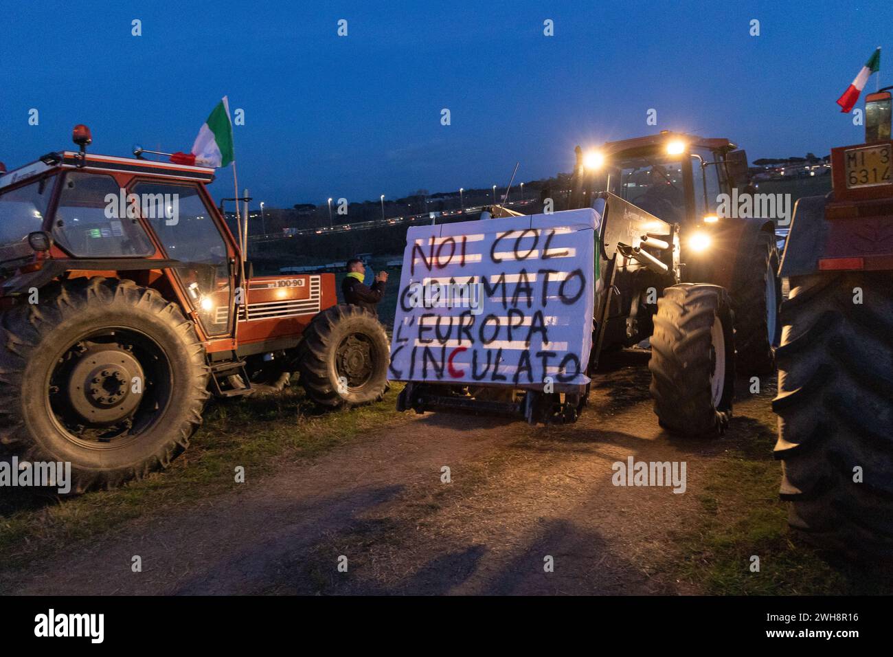 A tractor arrives at the garrison near Via Nomentana in Rome, February ...