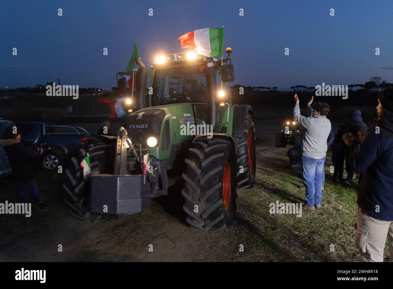 A tractor arrives at the garrison near Via Nomentana in Rome, February ...