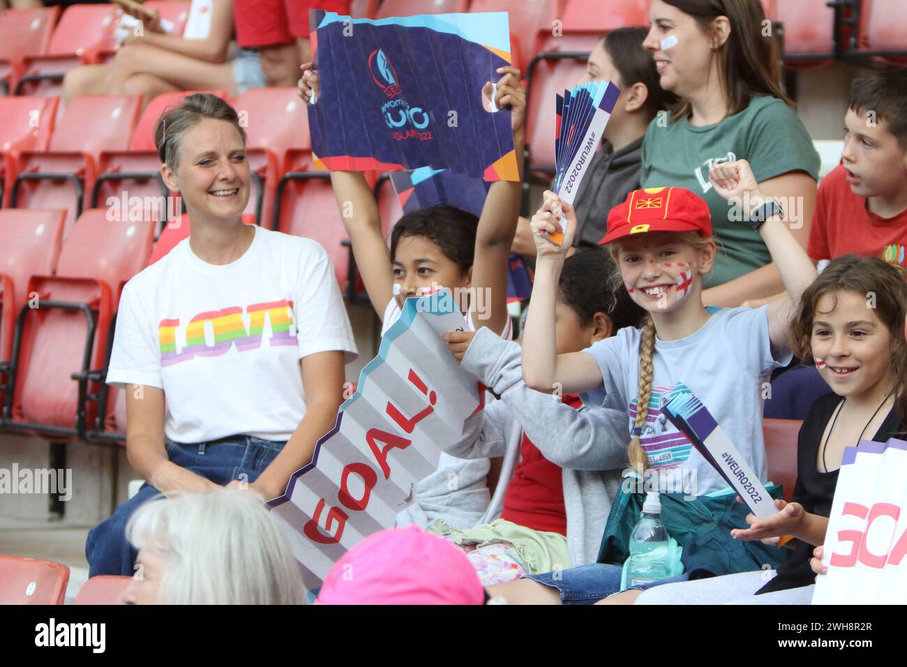 Young England Lionesses fans girl with clenched fists England v ...