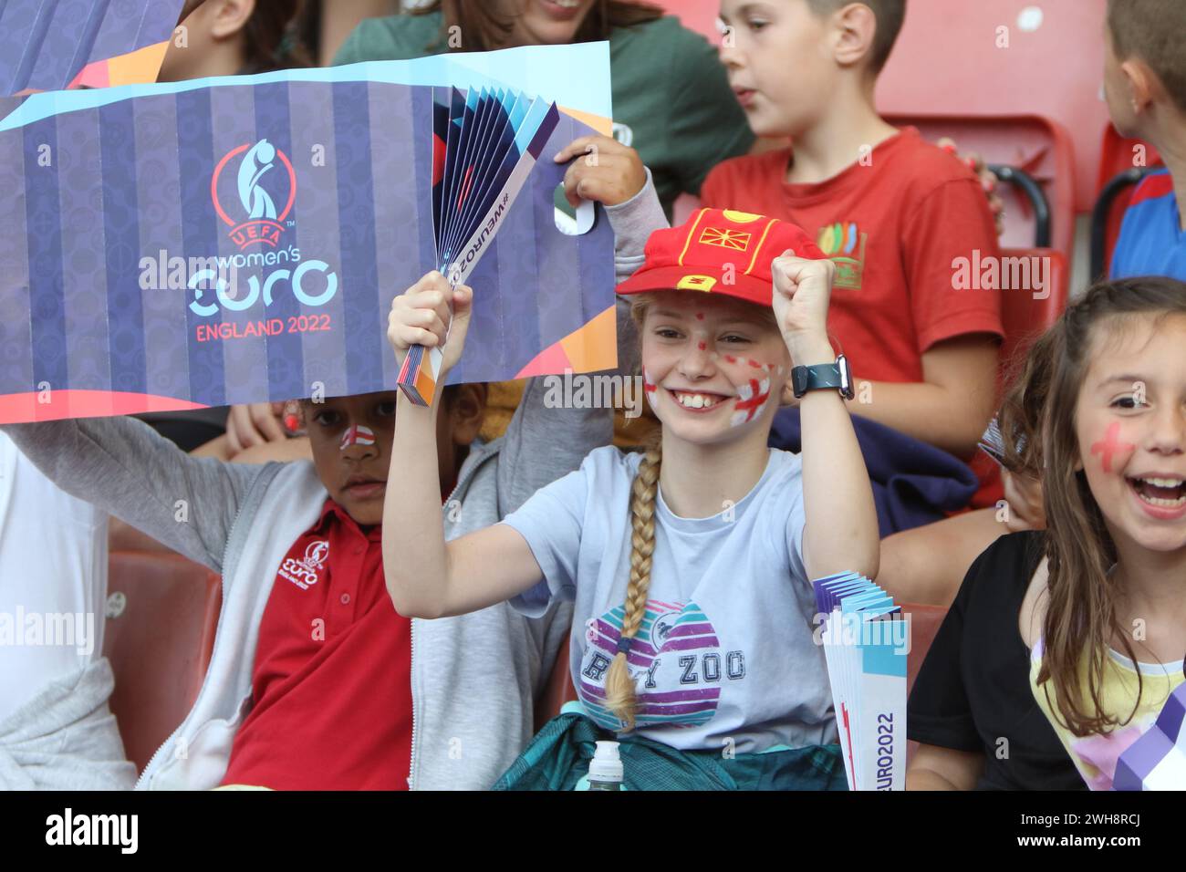 Young England Lionesses fans girl with clenched fists England v ...