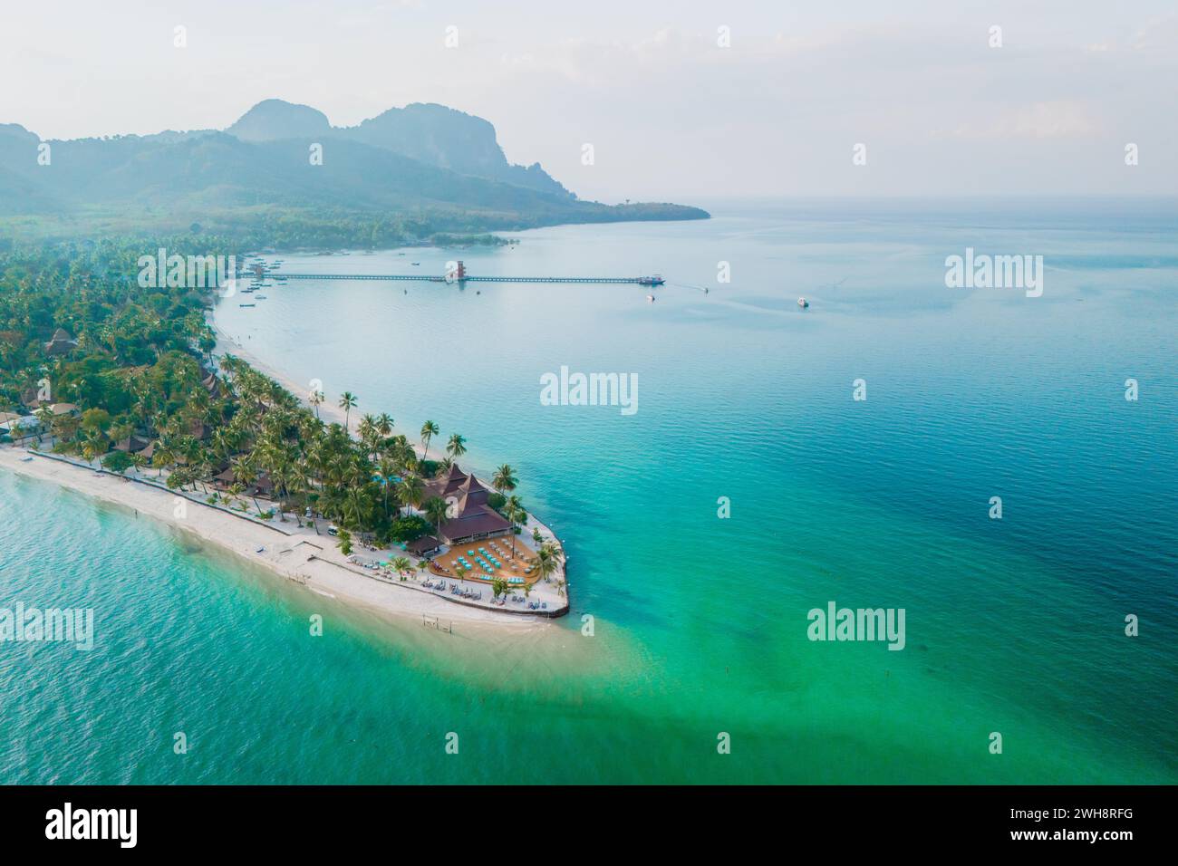 Drone aerial view at Koh Muk a tropical island of white sand, and a ...