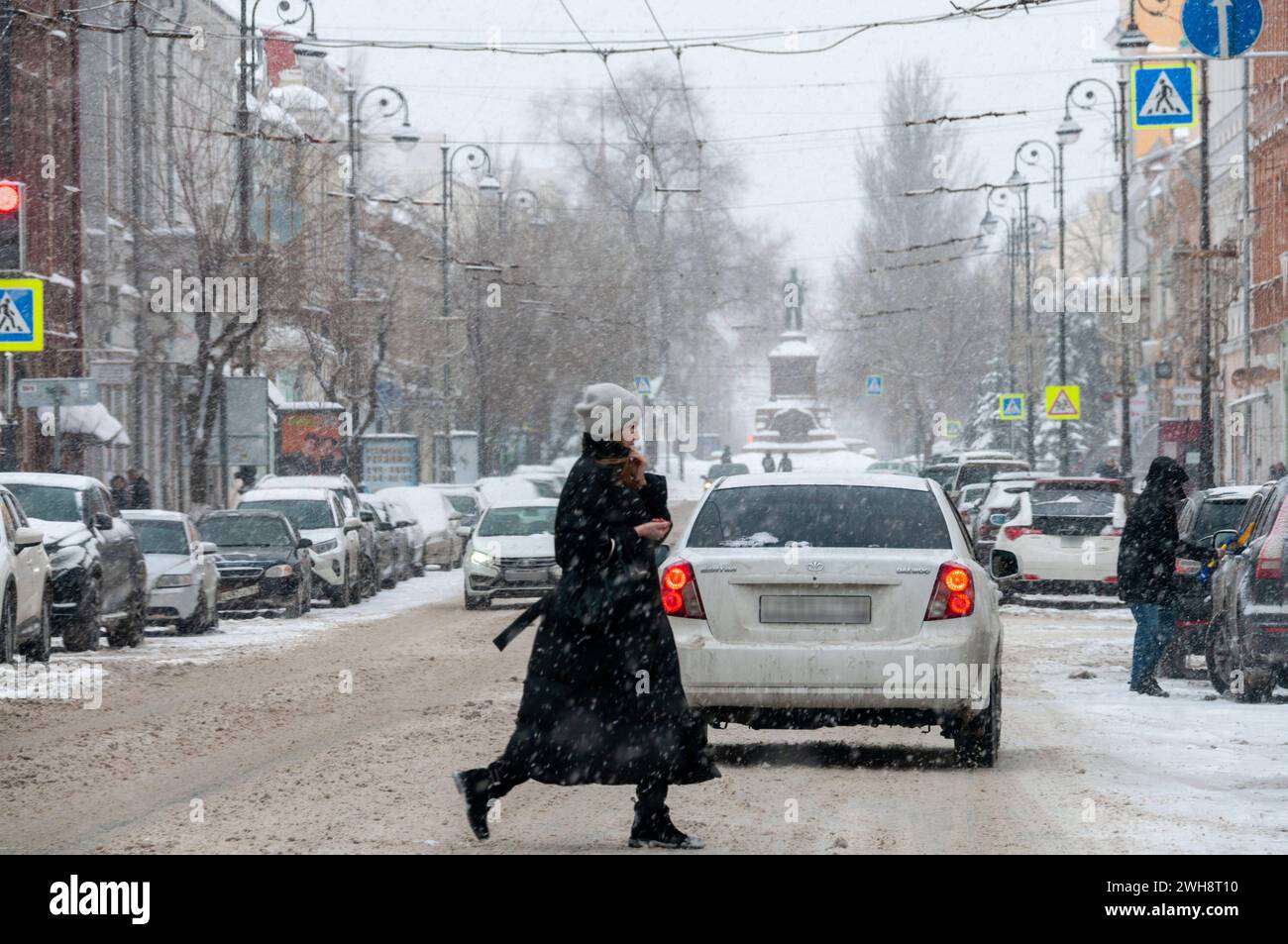 Heavy snowfall in Samara City street during heavy snowfall Samara ...