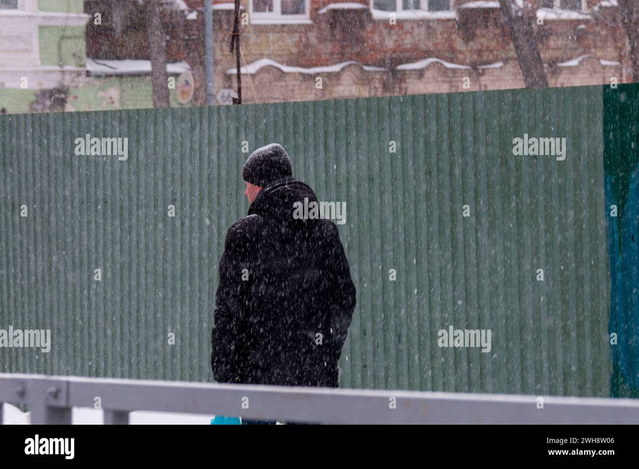 Heavy snowfall in Samara A pedestrian during a snowfall Samara Samara ...