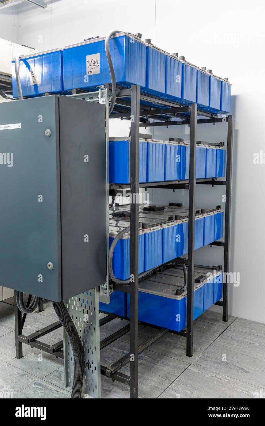 Industrial electric UPS backup system with external batteries Stock Photo - Alamy