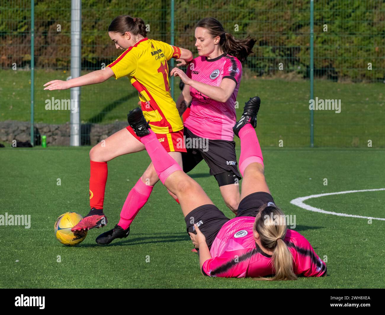 Glasgow, Scotland, UK. October 22nd, 2023: Dunipace ladies playing a ...