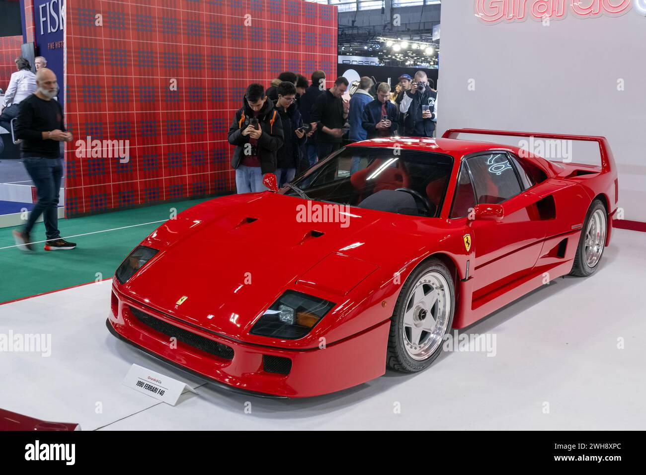 Paris, France - Rétromobile 2024. Focus on a red 1990 Ferrari F40 ...