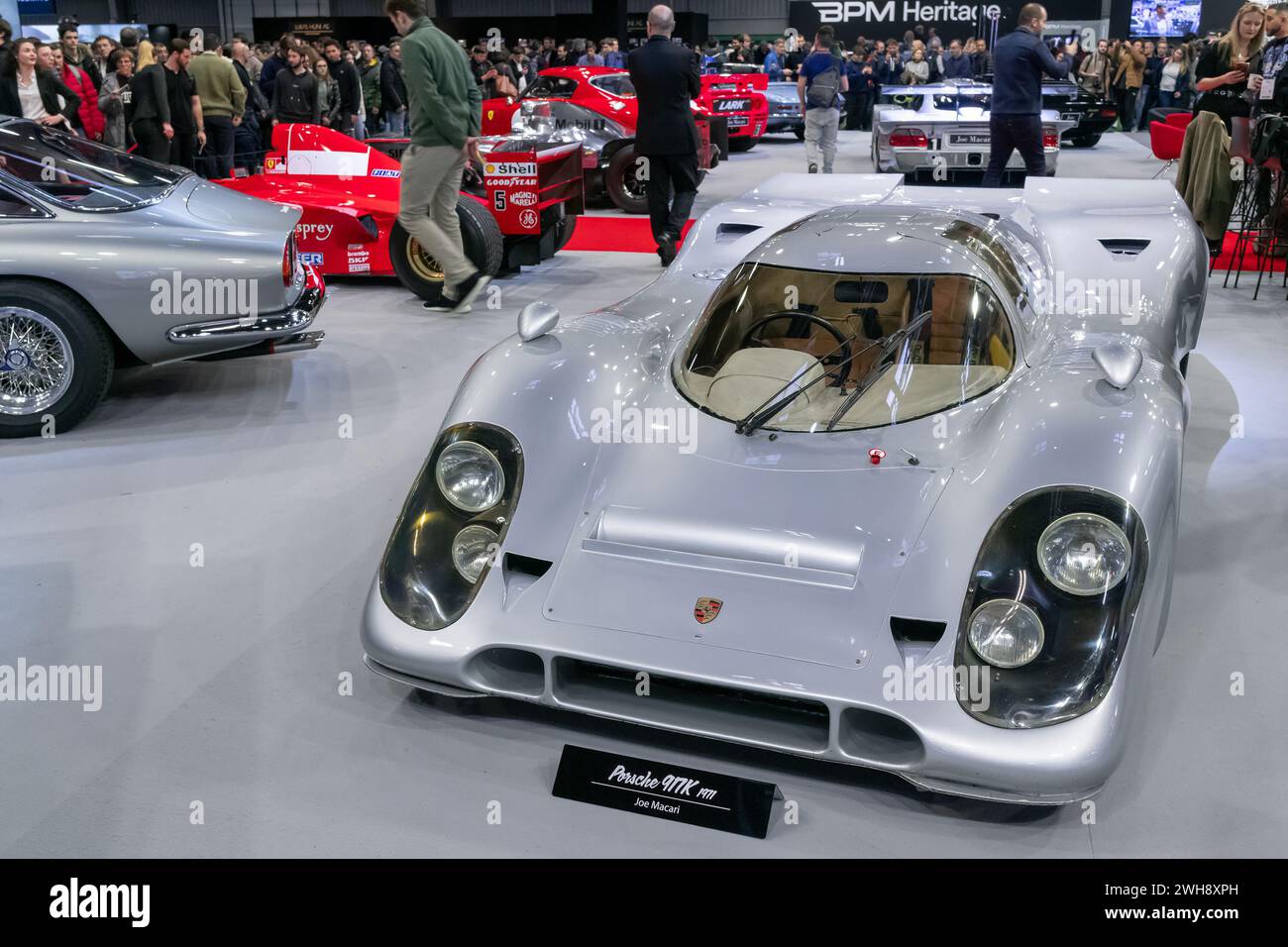 Paris, France - Rétromobile 2024. Focus on a Poly Silver 1971 Porsche ...