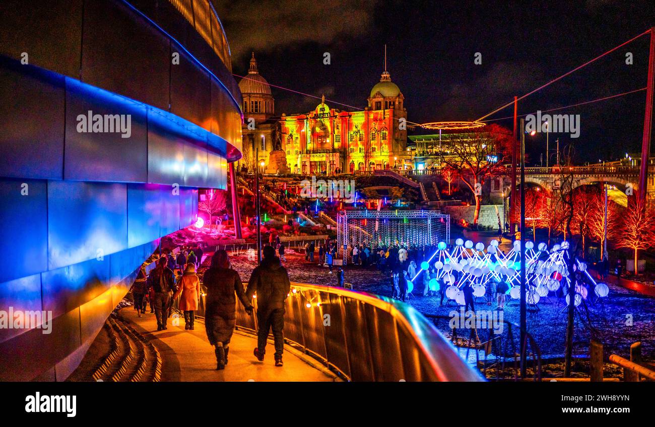 Spectra Festival, Aberdeen Crowds gather to view the light installation ...