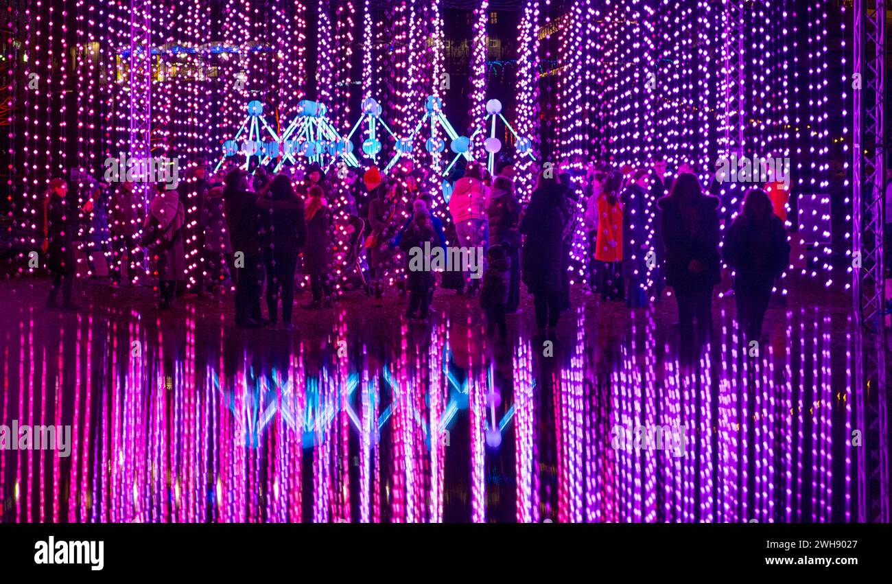 Spectra Festival, Aberdeen Crowds gather to view the light installation ...