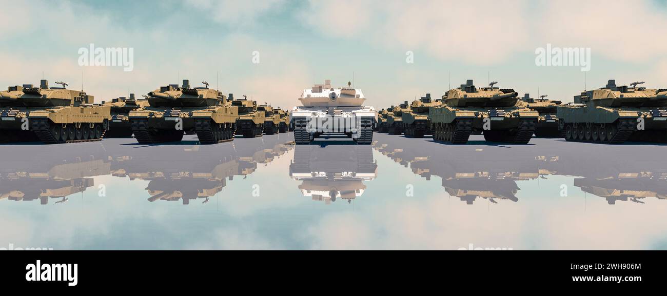 Show of Strength: Tanks in Formation Reflecting on a Flawless Surface ...