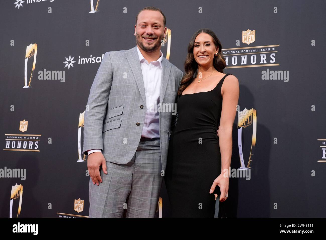 Alec Ingold of the Miami Dolphins, left, and his wife Alexa Ingold pose ...